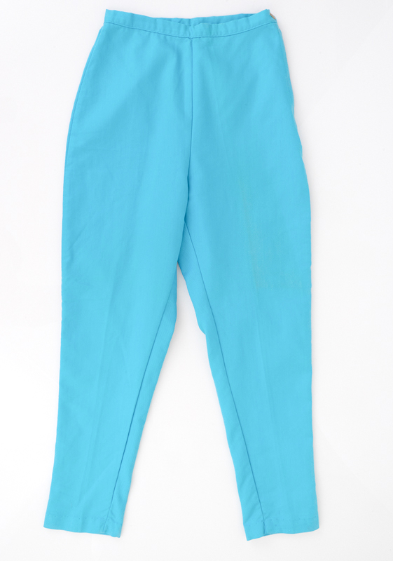 60s Bright Aqua Blue Pedal Pusher Pants: Ballyhoovintage.com