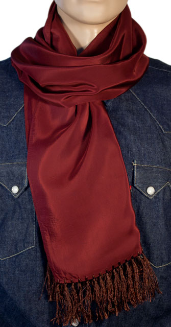 Vintage Men's Satin Fringed Scarf: Ballyhoovintage.com
