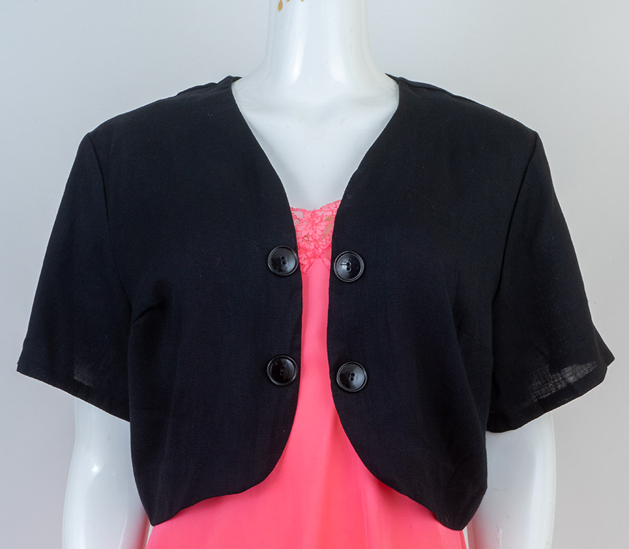 Vintage Black Rayon Shrug Jacket: Ballyhoovintage.com