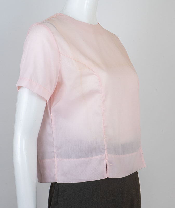 1960s Gauzy Pink Shell Top Blouse: Ballyhoovintage.com