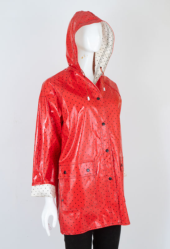 1980s Red Polka Dot PVC Rainscoat: Ballyhoovintage.com