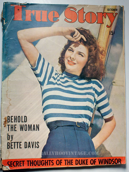 True Story Romance Magazine Oct 1941: Ballyhoovintage.com