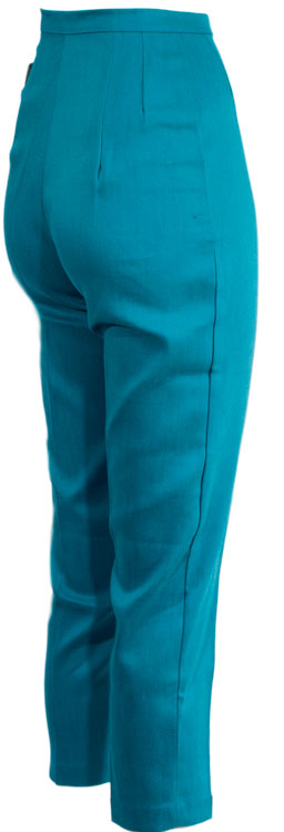 Pin-up Girl 60s Turquoise Stretch Capris: Ballyhoovintage.com